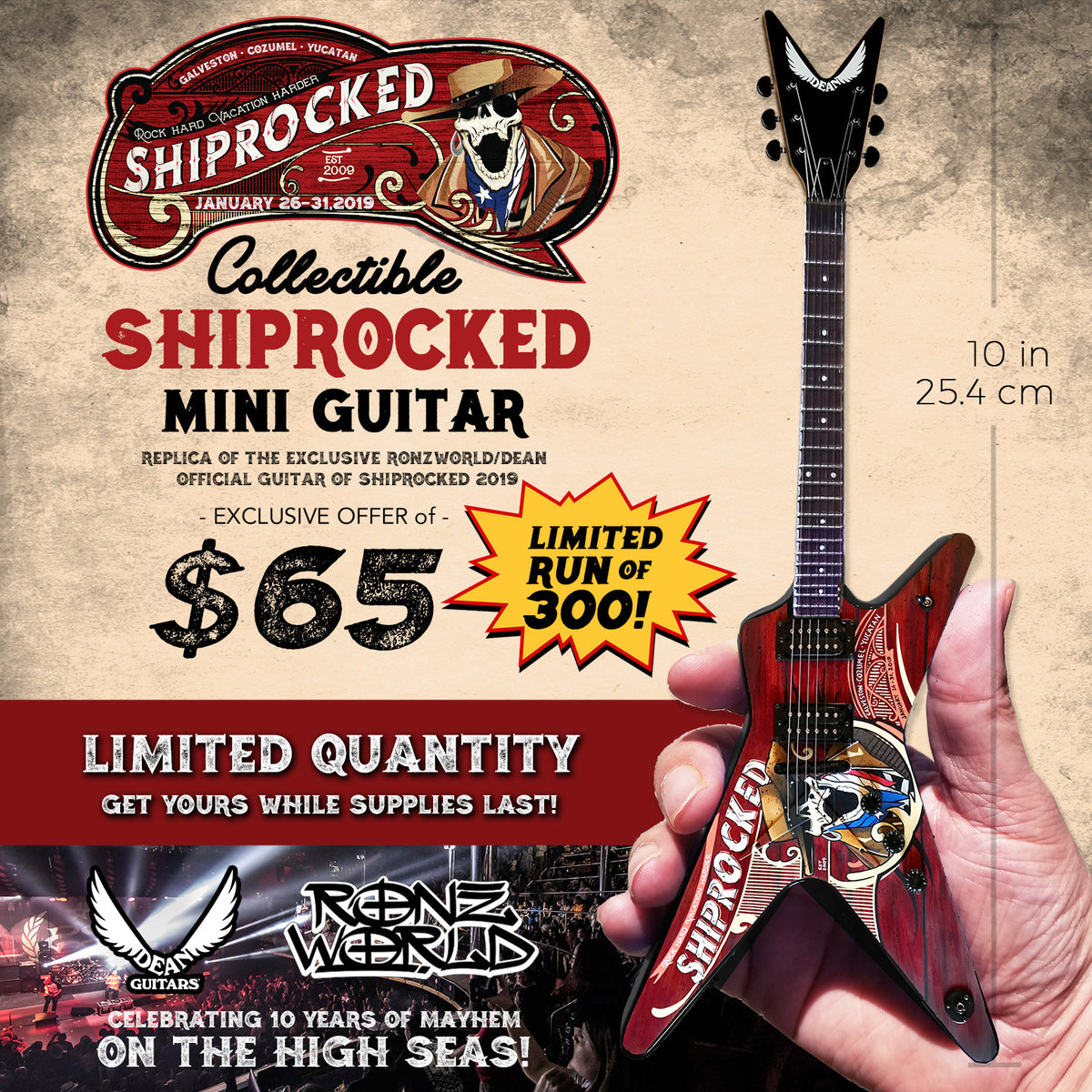 Official ShipRocked Rocket ML Mini Guitar Model – Dean Direct